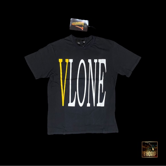 VLONE | Shirts | Vlone Yellow Staple Tee Black L Authentic With ...
